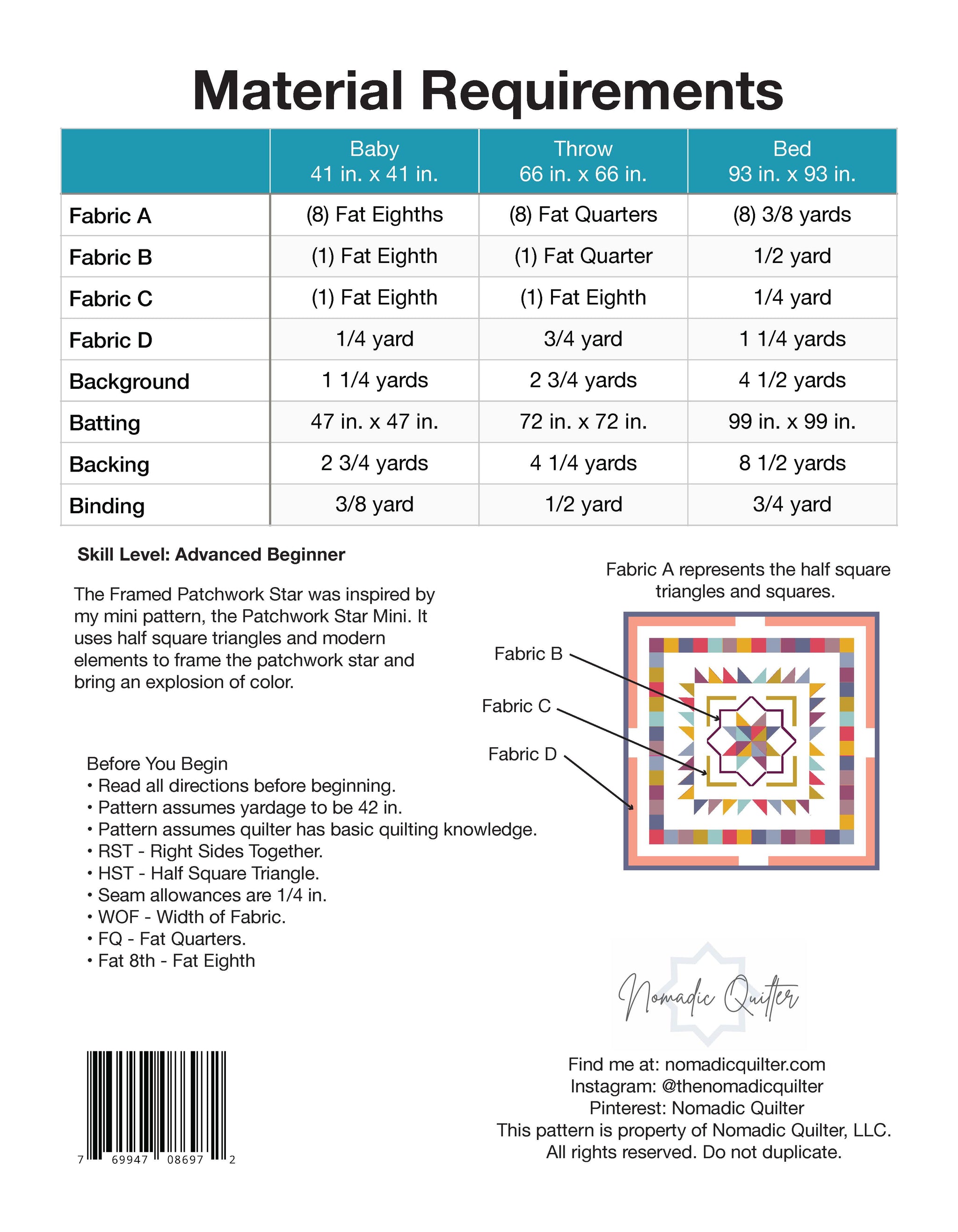 Framed Patchwork Star PDF Quilt Pattern – The Nomadic Quilter